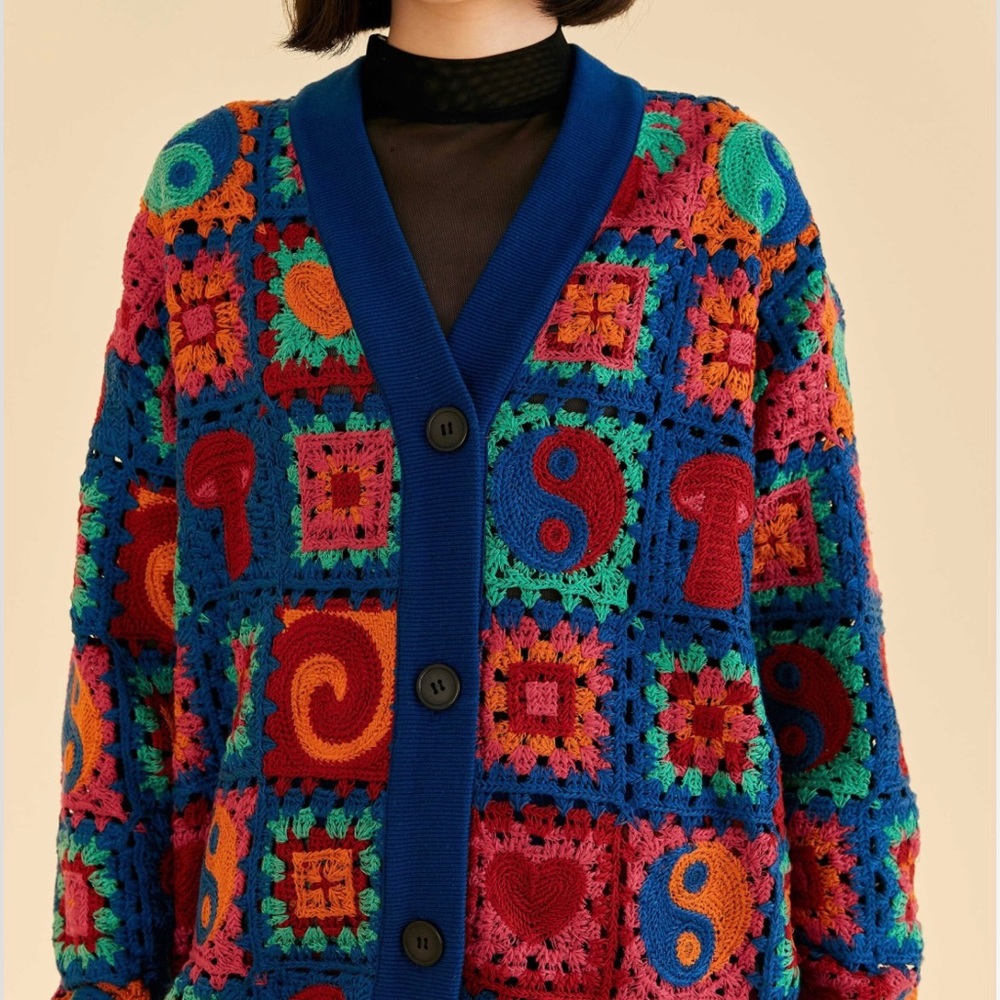 Farm Rio Crochet Cardigan - Gem